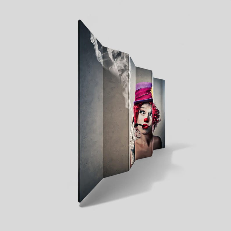 Wooden Screen Room Divider With Clown Print | Decorative Folding ...