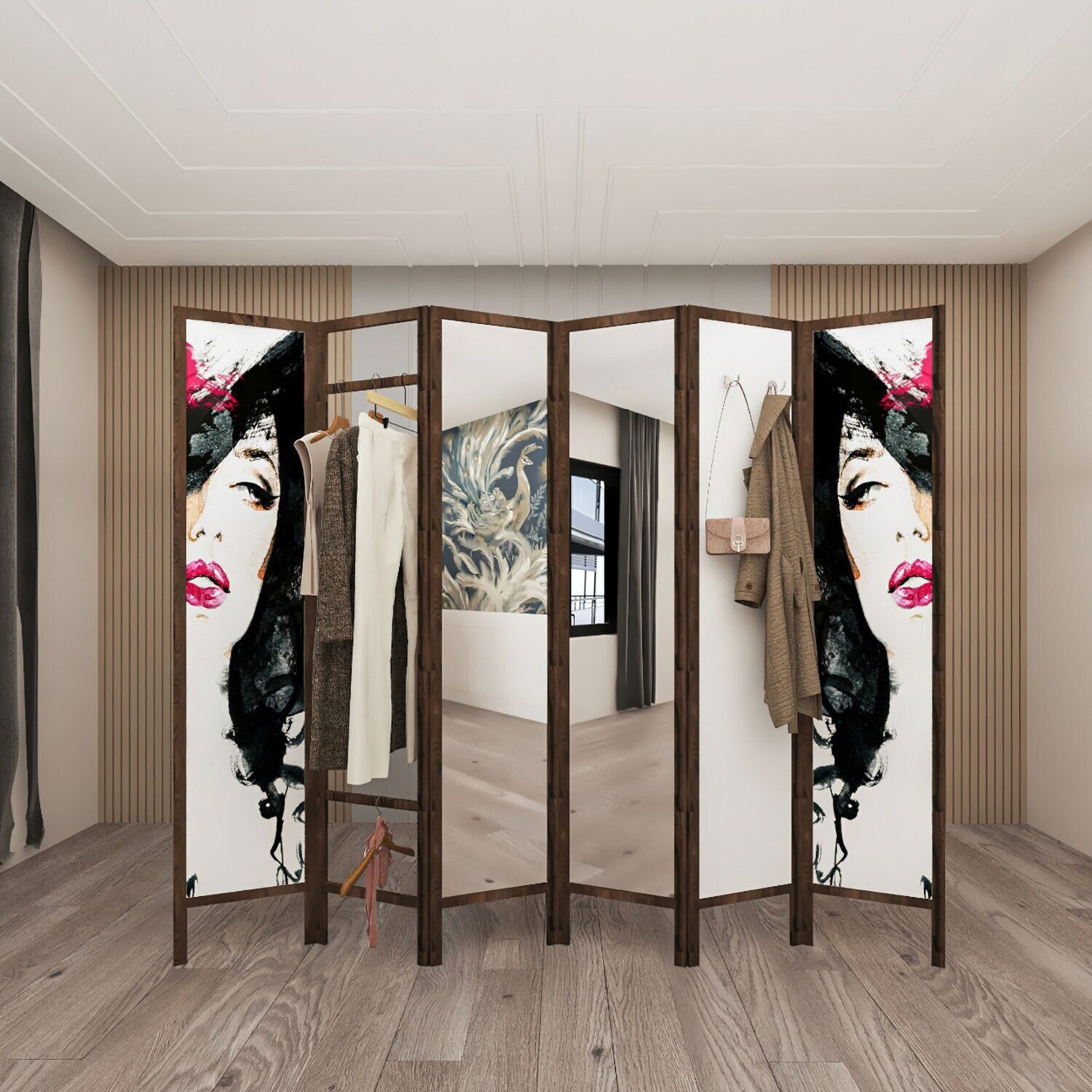 Room Divider, Mirror Room Divider, Dressing Screen, Folding Screen ...