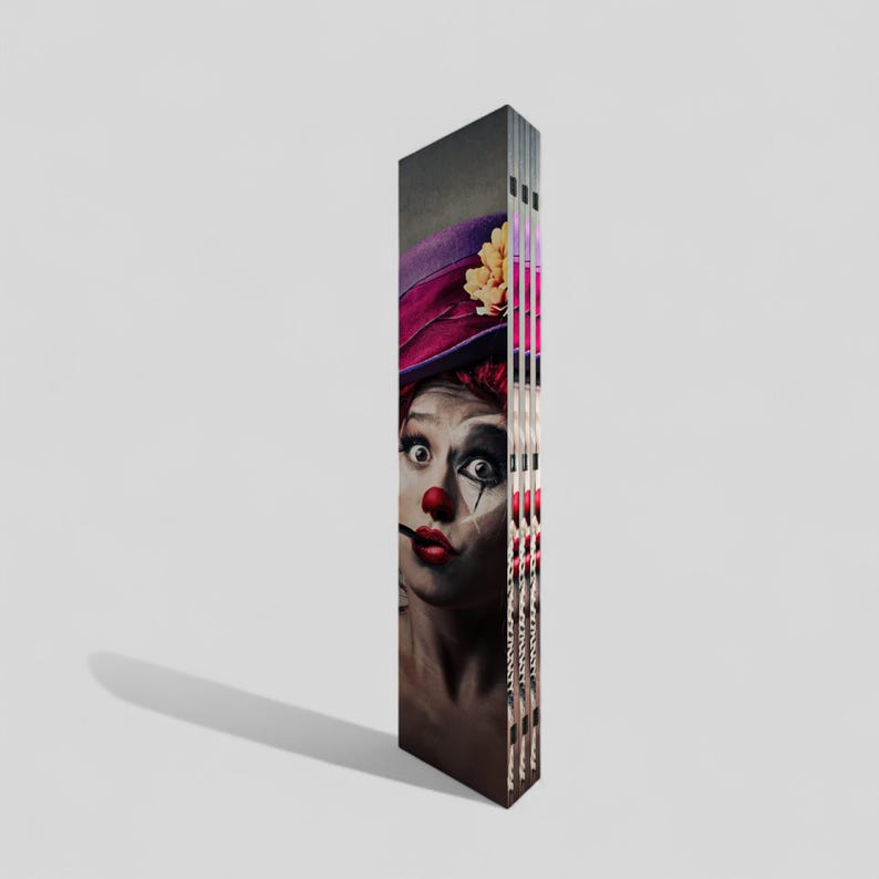 Wooden Screen Room Divider With Clown Print | Decorative Folding ...