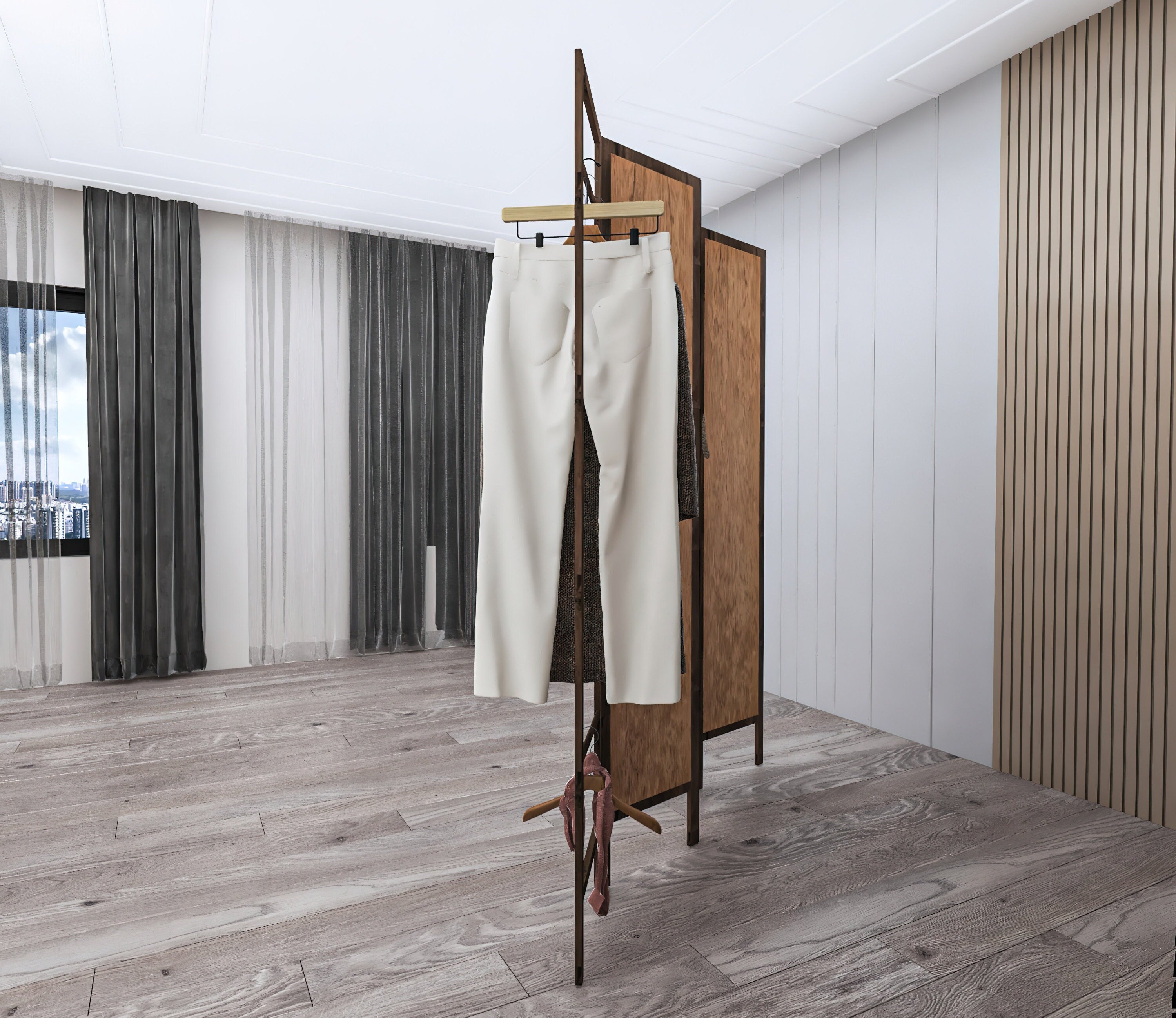 Mirrored Clothes Hanger & Dressing Cabin Screen Separator – Space ...