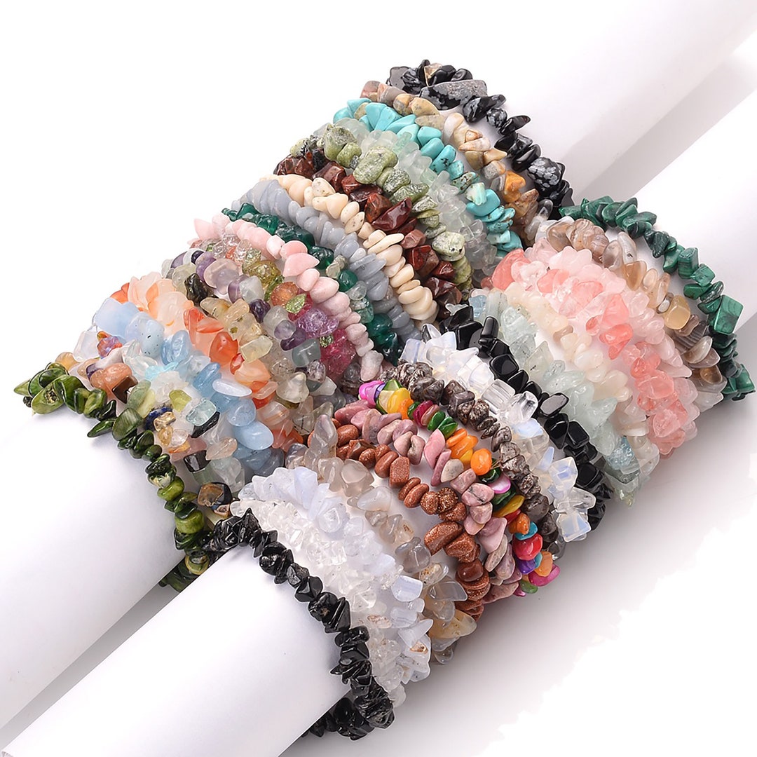 Crystal Chip Bracelet: Handmade Gemstone Stretchy Bracelet (7.5 In) - Etsy