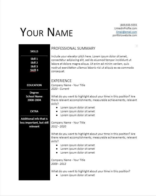 Minimalist Resume Template in Black and White - Etsy