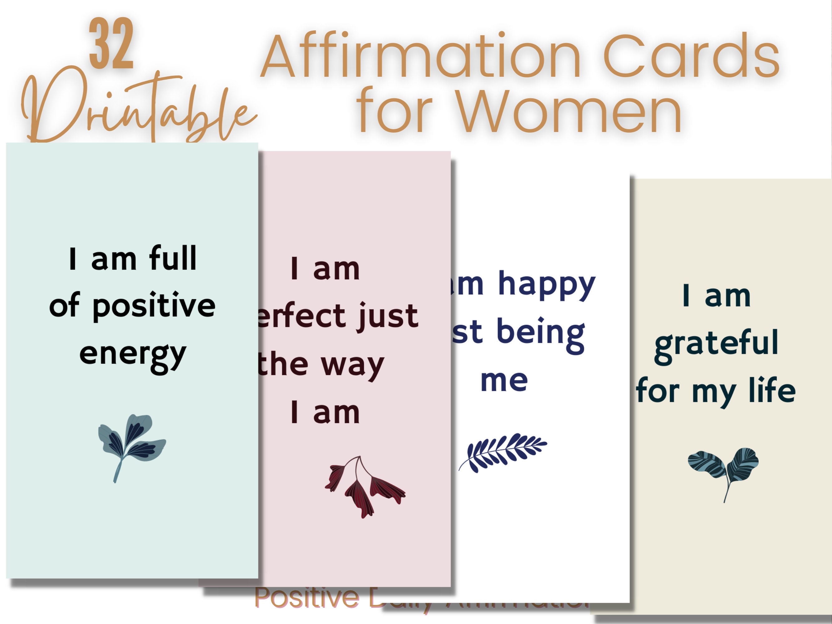 32 Printable Affirmation Cards for Women, Girls, Motivational Cards ...