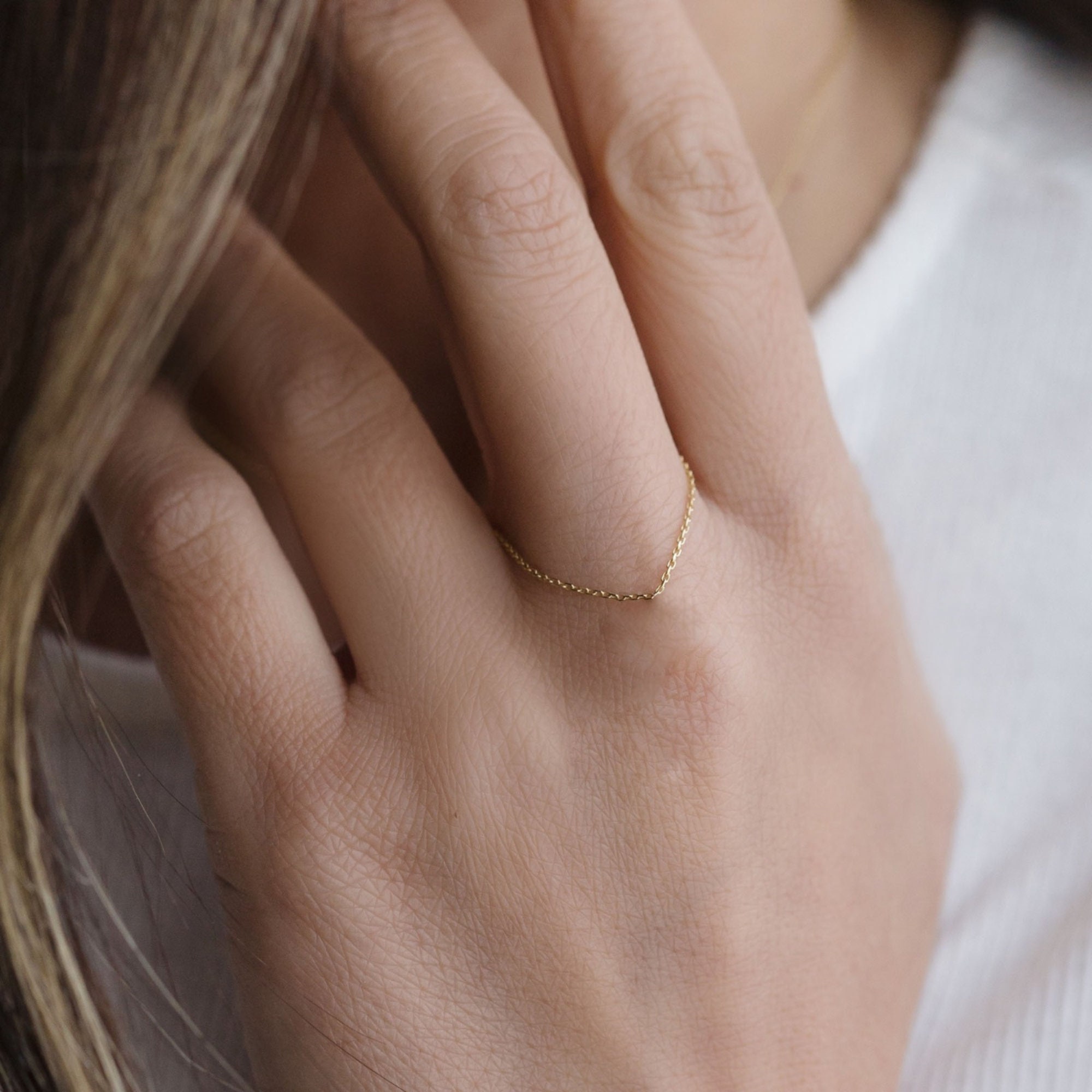 8K Solid Gold Minimalist Chain Dainty Layering Necklace - Etsy