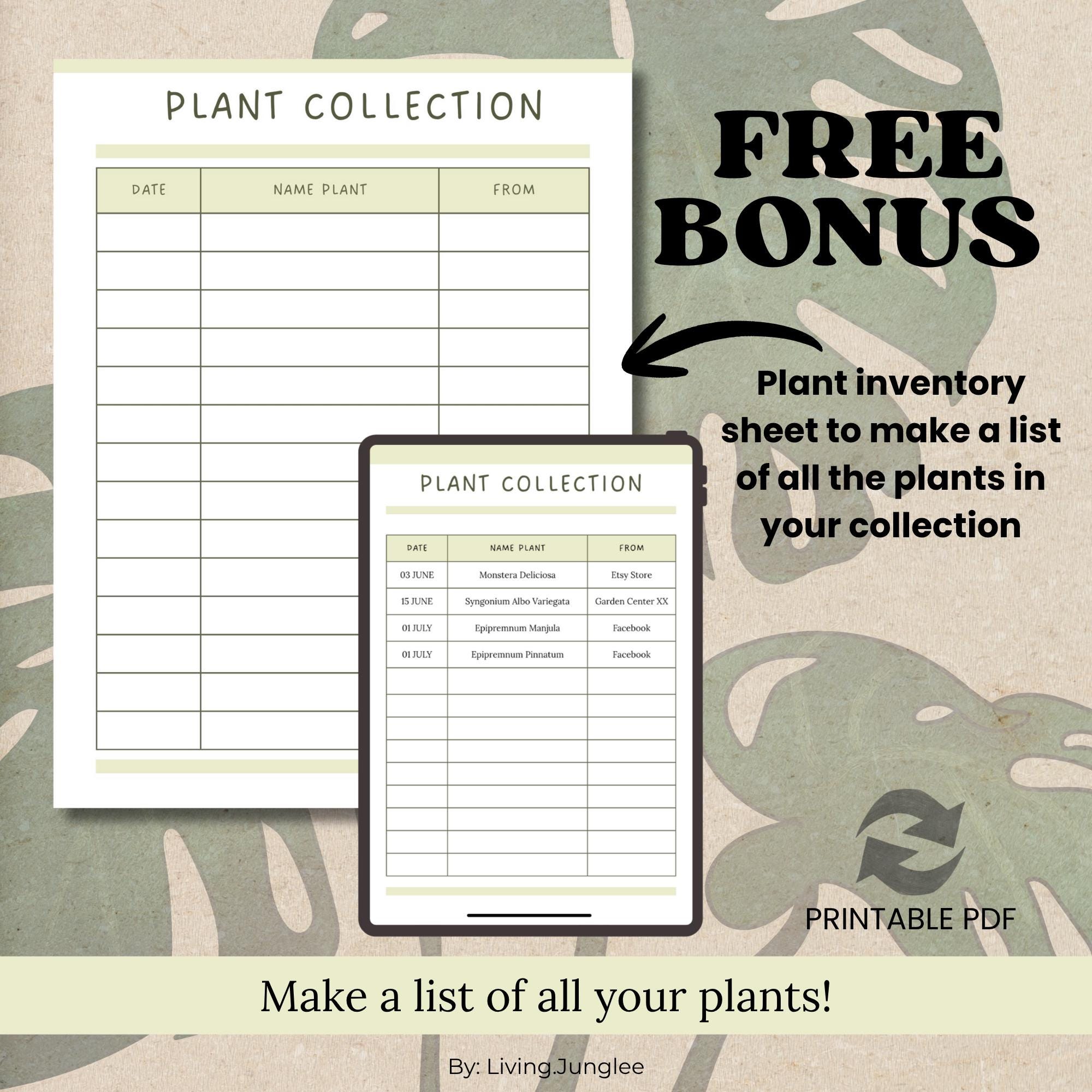 Printable Yearly Plant Goal Tracker | Houseplant Planner | Botanical ...