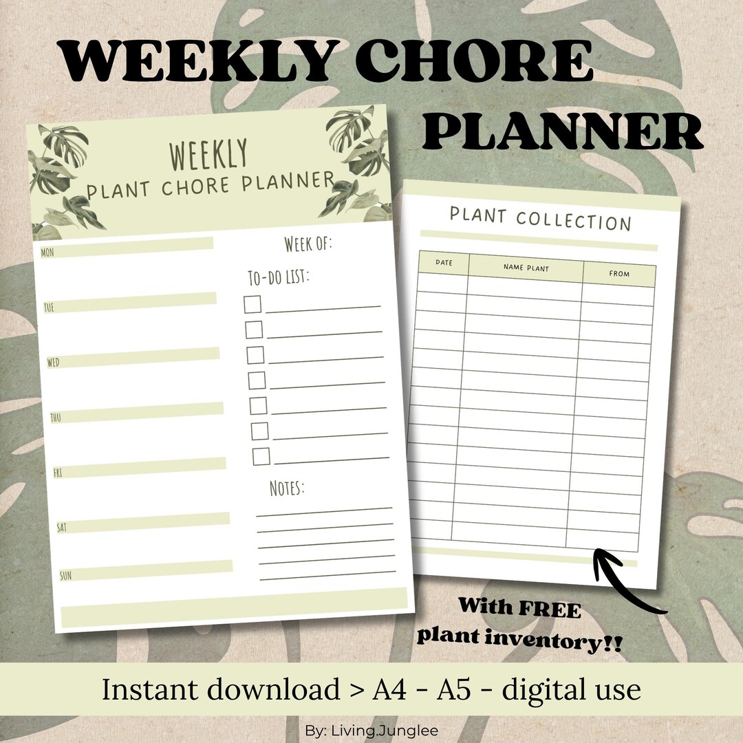 Printable Weekly Plant Chore Planner | Houseplant Care Schedule ...
