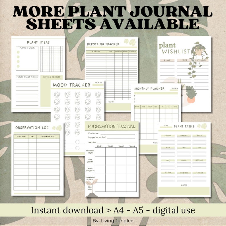 Printable Yearly Plant Goal Tracker | Houseplant Planner | Botanical ...