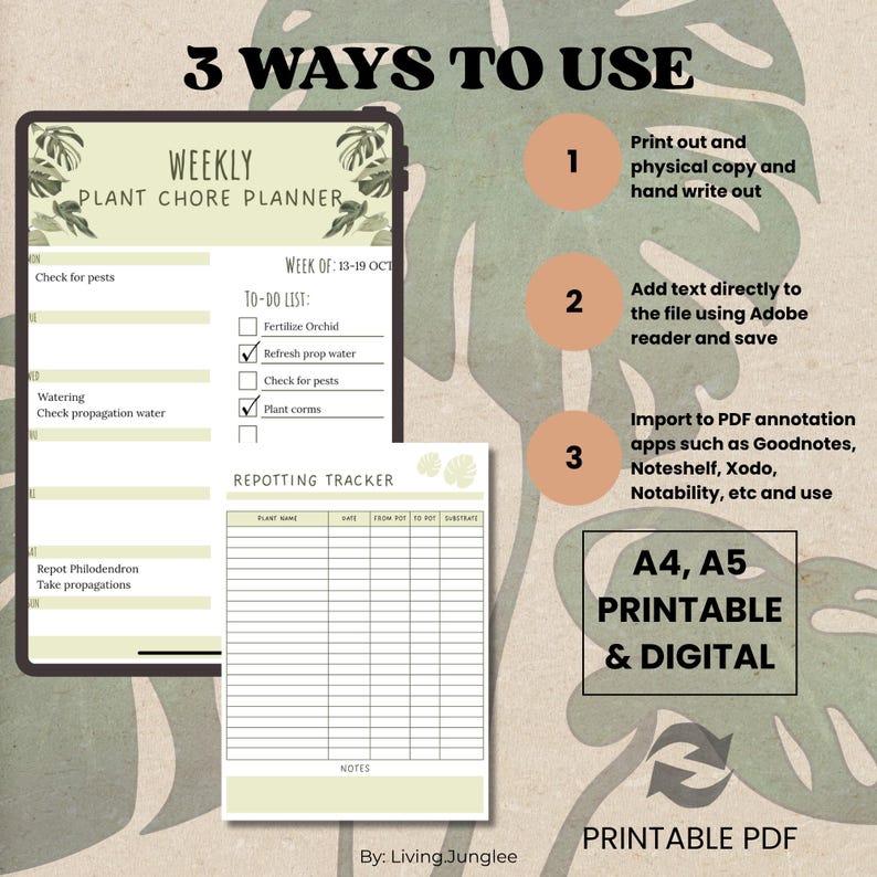 Printable Yearly Plant Goal Tracker | Houseplant Planner | Botanical ...