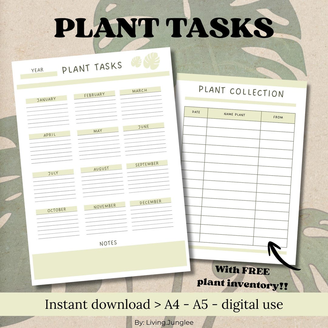 Printable Monthly Plant Planner | Houseplant Care Tracker | Botanical ...