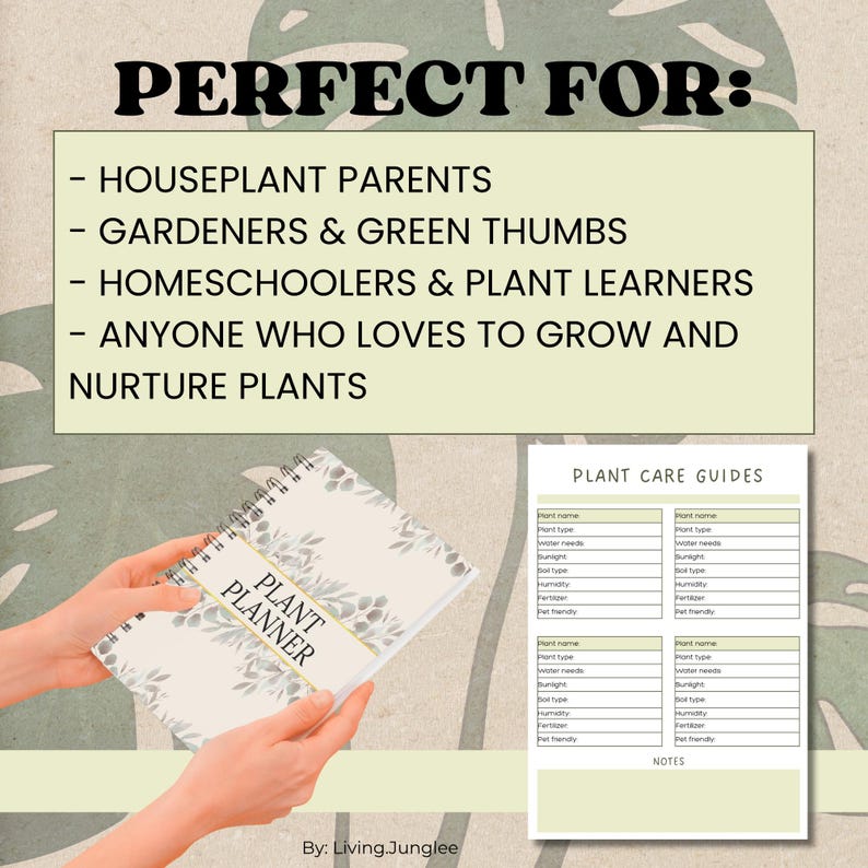 Printable Yearly Plant Goal Tracker | Houseplant Planner | Botanical ...
