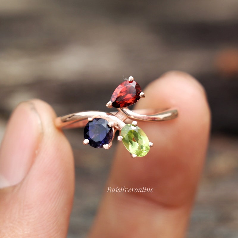 Triple Stone Ring - Etsy