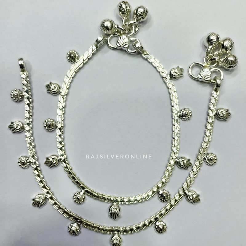 925 Silver Wide Anklet - Etsy