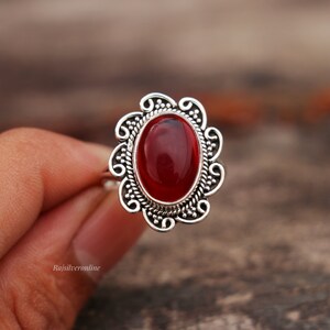 Red Crystal Ring, Filigree Ring, 925 Sterling Silver Ring, Handmade ...