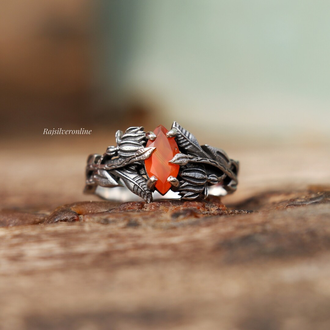 Silver Branches Ring, Carnelian Ring, 925 Sterling Silver Ring ...
