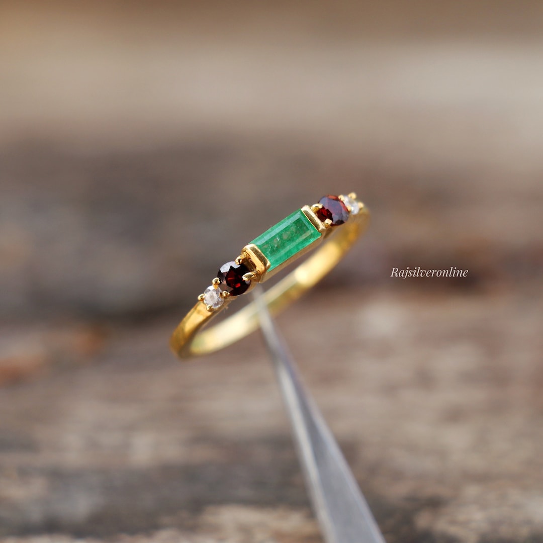 Green Jade & Garnet Ring: Gold-plated, Sterling Silver Women's ...
