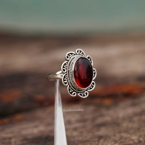 Red Crystal Ring, Filigree Ring, 925 Sterling Silver Ring, Handmade ...