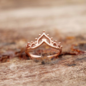 Women Crown Ring, 18k Rose Gold Plated, 925 Sterling Silver Ring ...