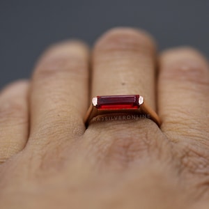 Hydro Red Garnet Ring, 18k Rose Gold Plated, 925 Sterling Silver Ring ...