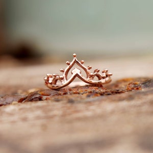 Women Crown Ring, 18k Rose Gold Plated, 925 Sterling Silver Ring ...