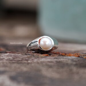 Natural Freshwater Pearl Ring: Handmade Sterling Silver Round Pearl ...