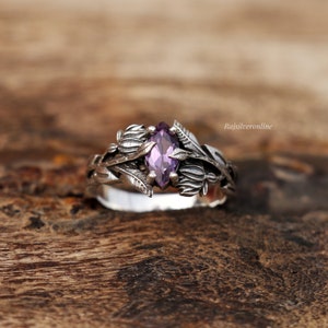 Silver Tree Branch Ring, Flower Ring, Amethyst 925 Sterling Silver Ring ...
