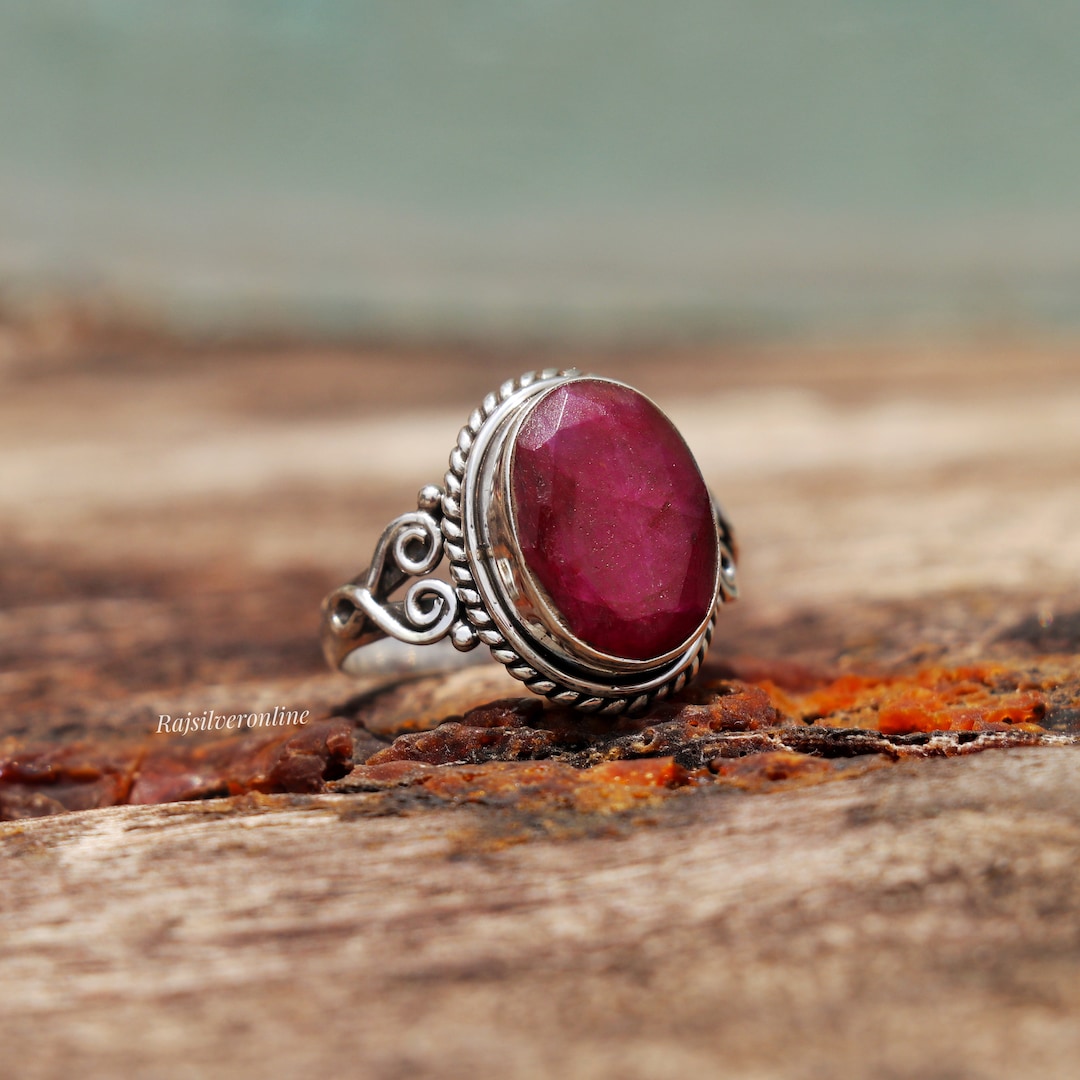 Indian Ruby Ring, 925 Sterling Silver Ring, Handmade Designer Ring ...