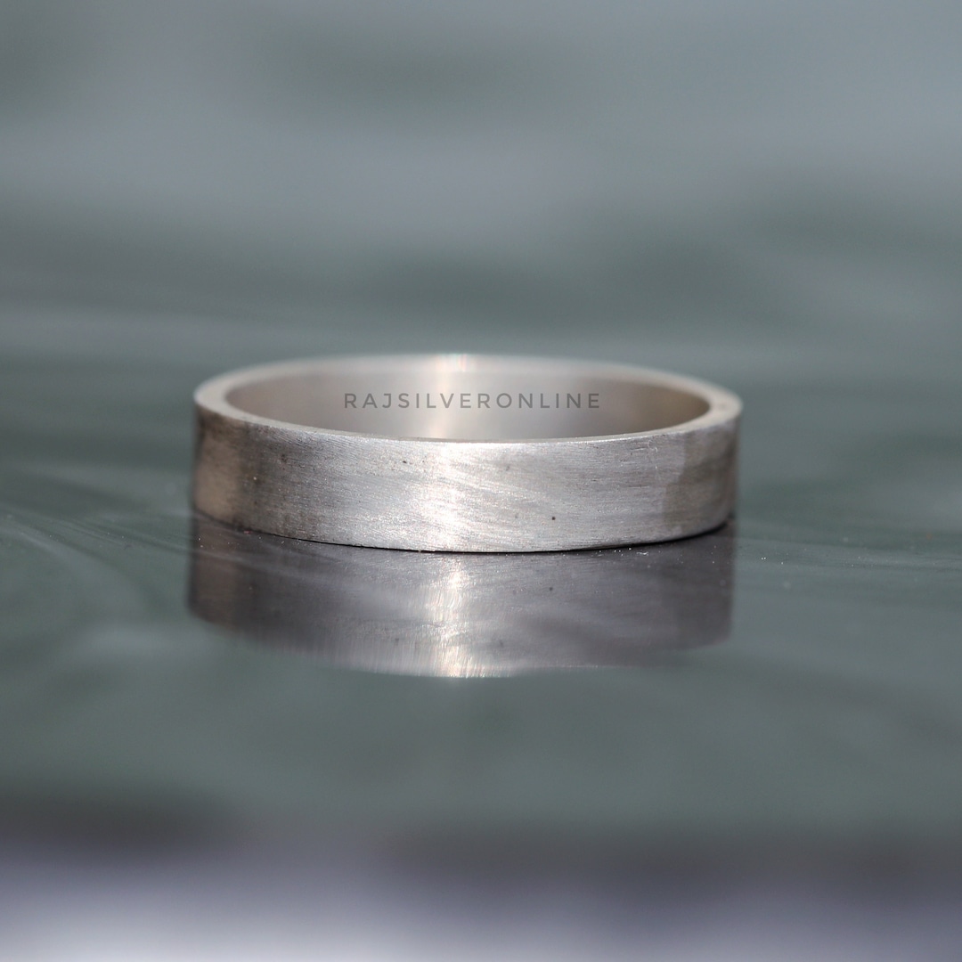 Solid Silver Flat Band Ring, Matt Finish Ring, 925 Sterling Silver Ring ...