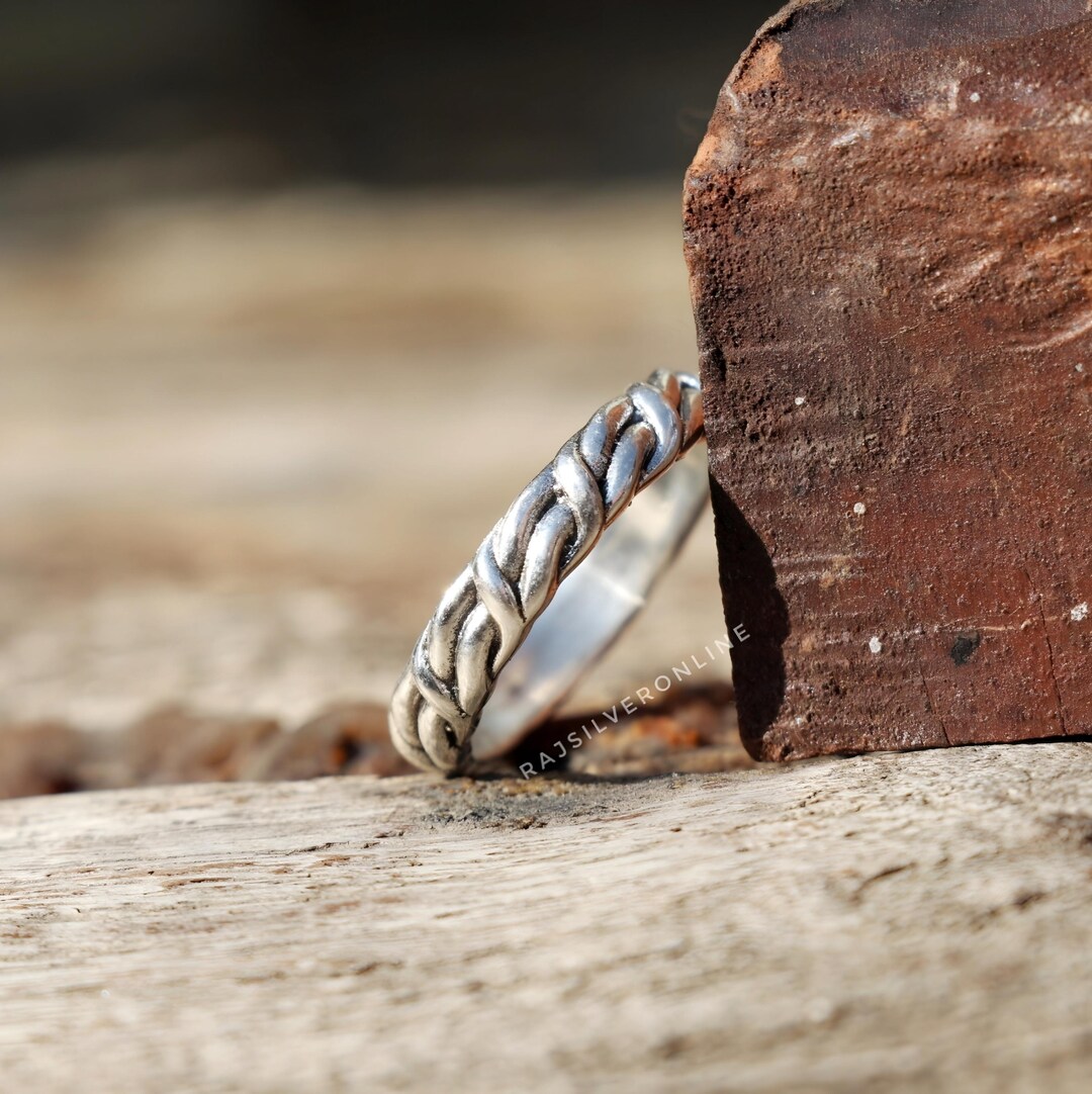 Handmade Sterling Silver Twisted Wire Ring: Comfort Fit Stacking Band ...