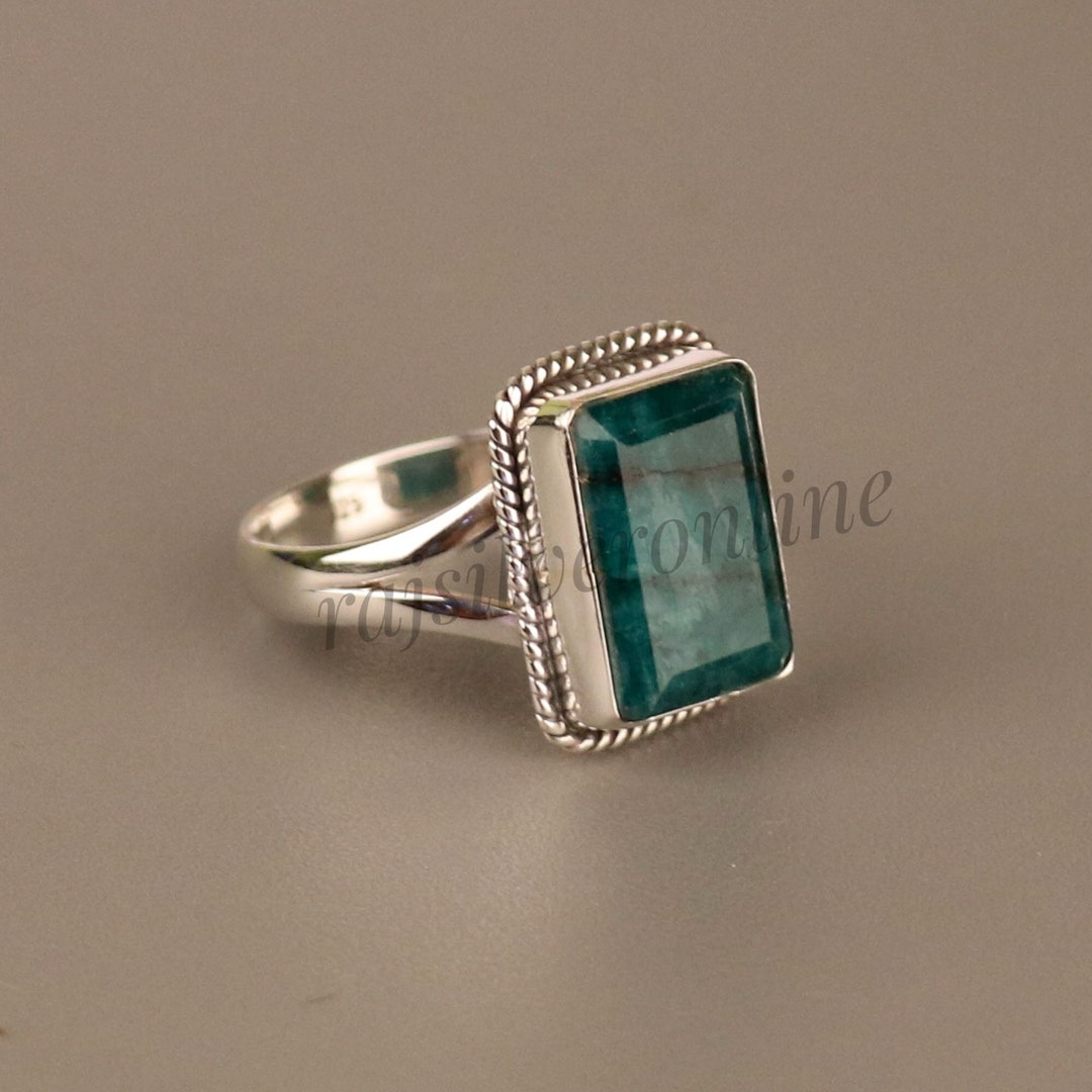 Indian Emerald Ring, 925 Sterling Silver Ring, Handmade Ring, Green ...