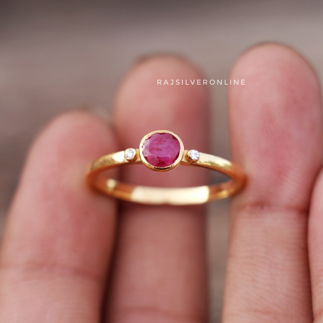 Indian Ruby Ring, 18k Gold Plated, 925 Sterling Silver Ring, Handmade ...