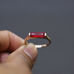 Hydro Red Garnet Ring, 18k Rose Gold Plated, 925 Sterling Silver Ring ...