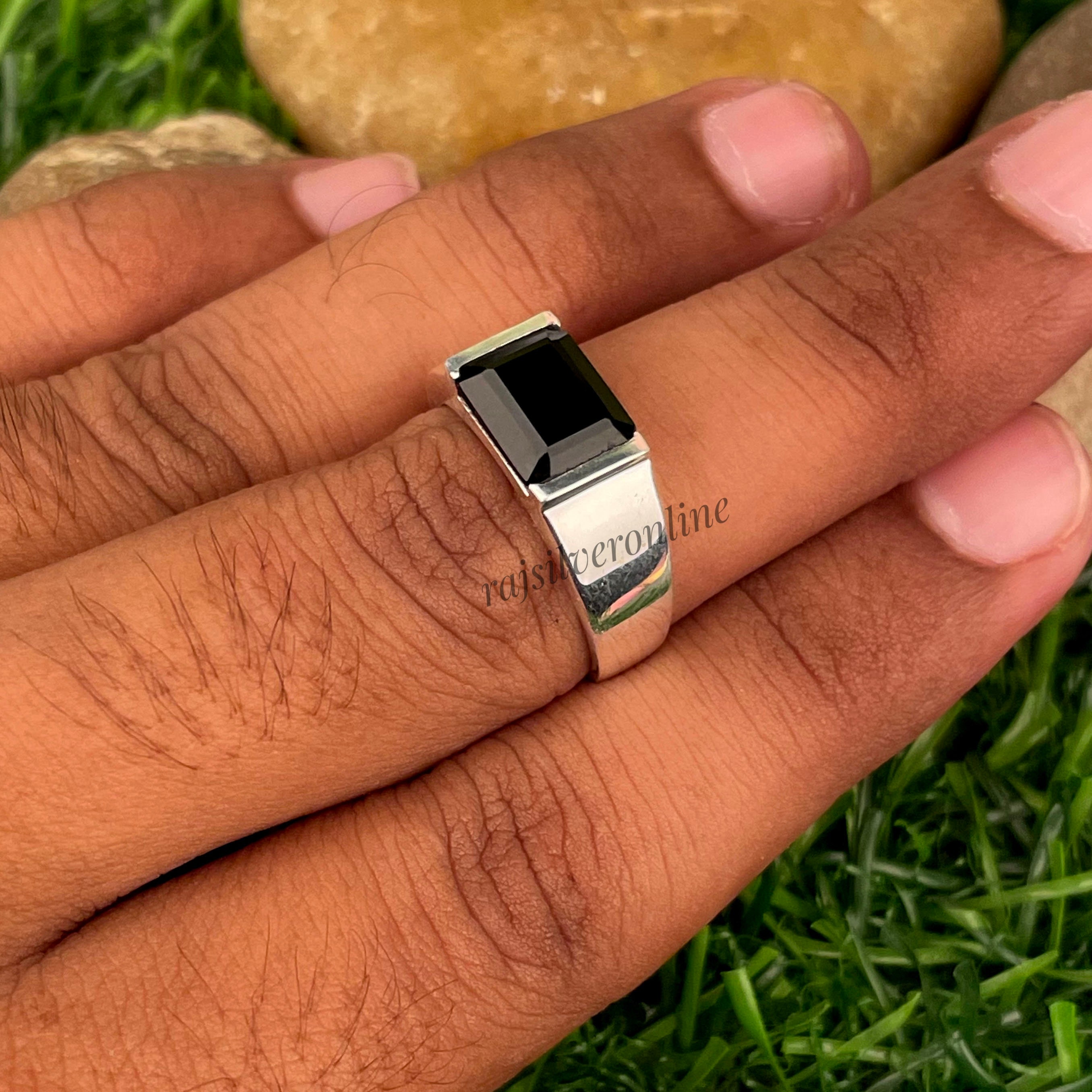 Mens Black Onyx Ring, Boho Statement Ring, Black Onyx Silver Mens Black Onyx Ring, Boho Statement Ring, Black Onyx Silver