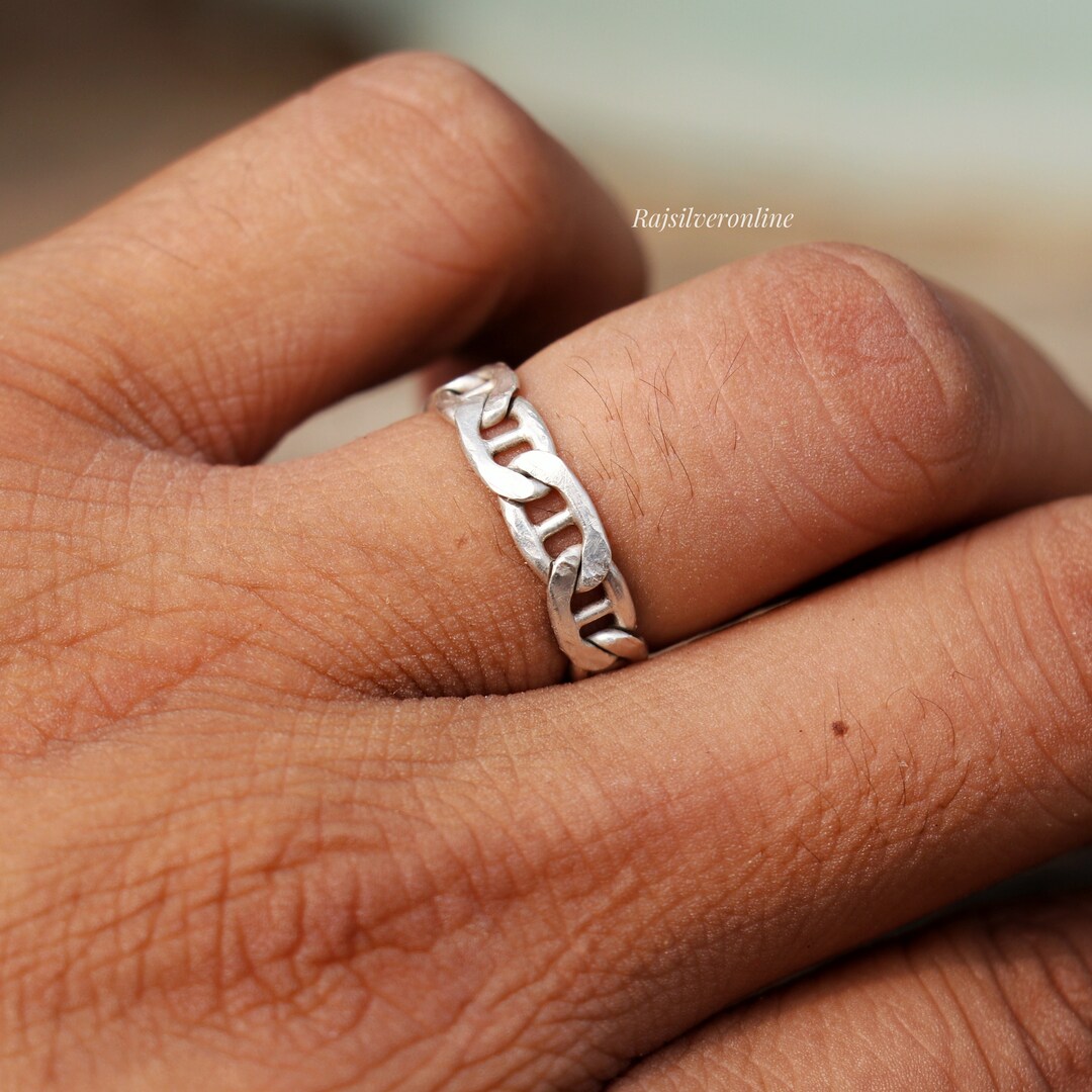 Sterling Silver Chain Band Ring: Handmade Knot Ring - Etsy