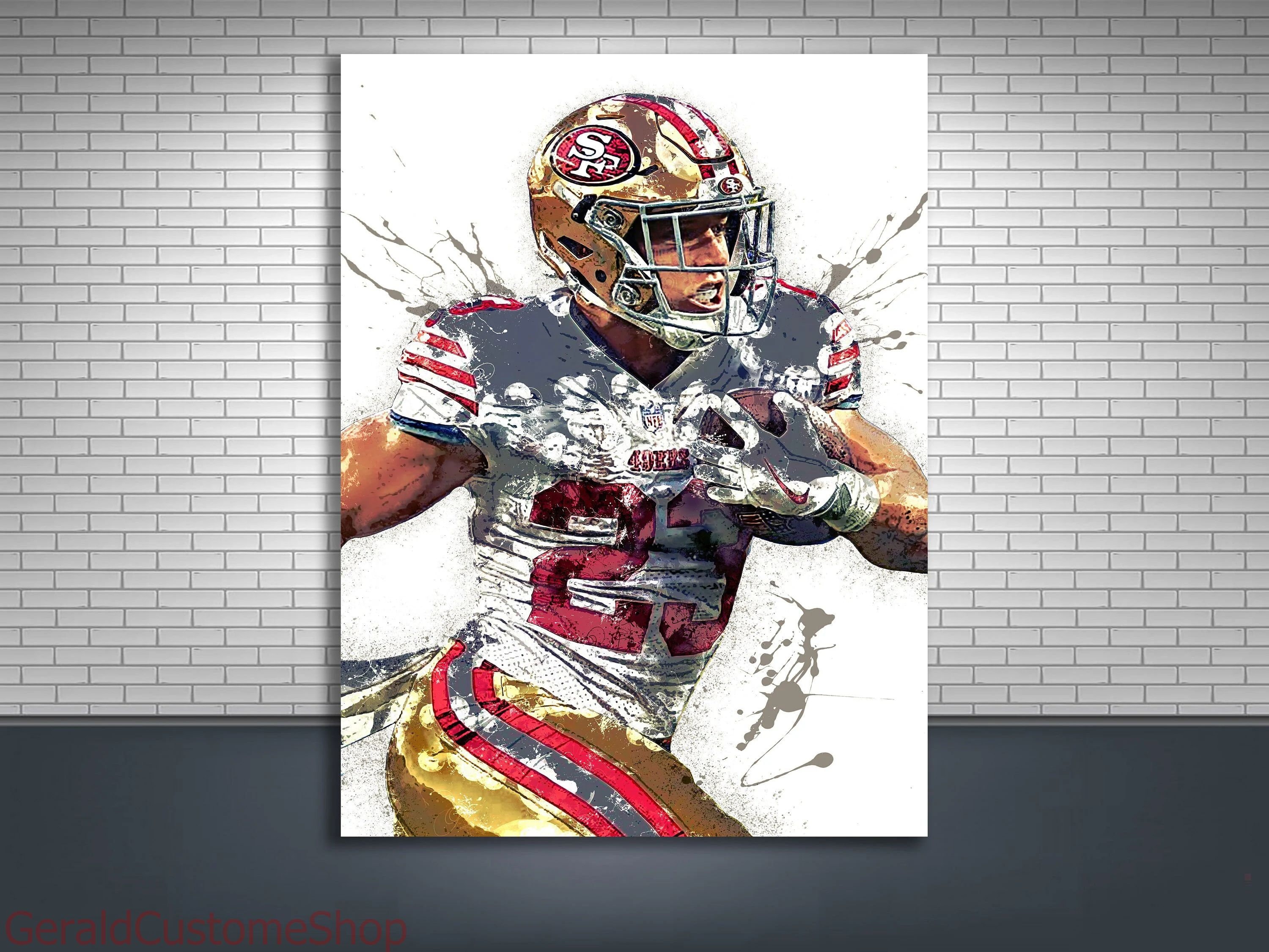 Christian Mccaffrey San Francisco 49ers Abstract Canvas Poster Wall Art ...