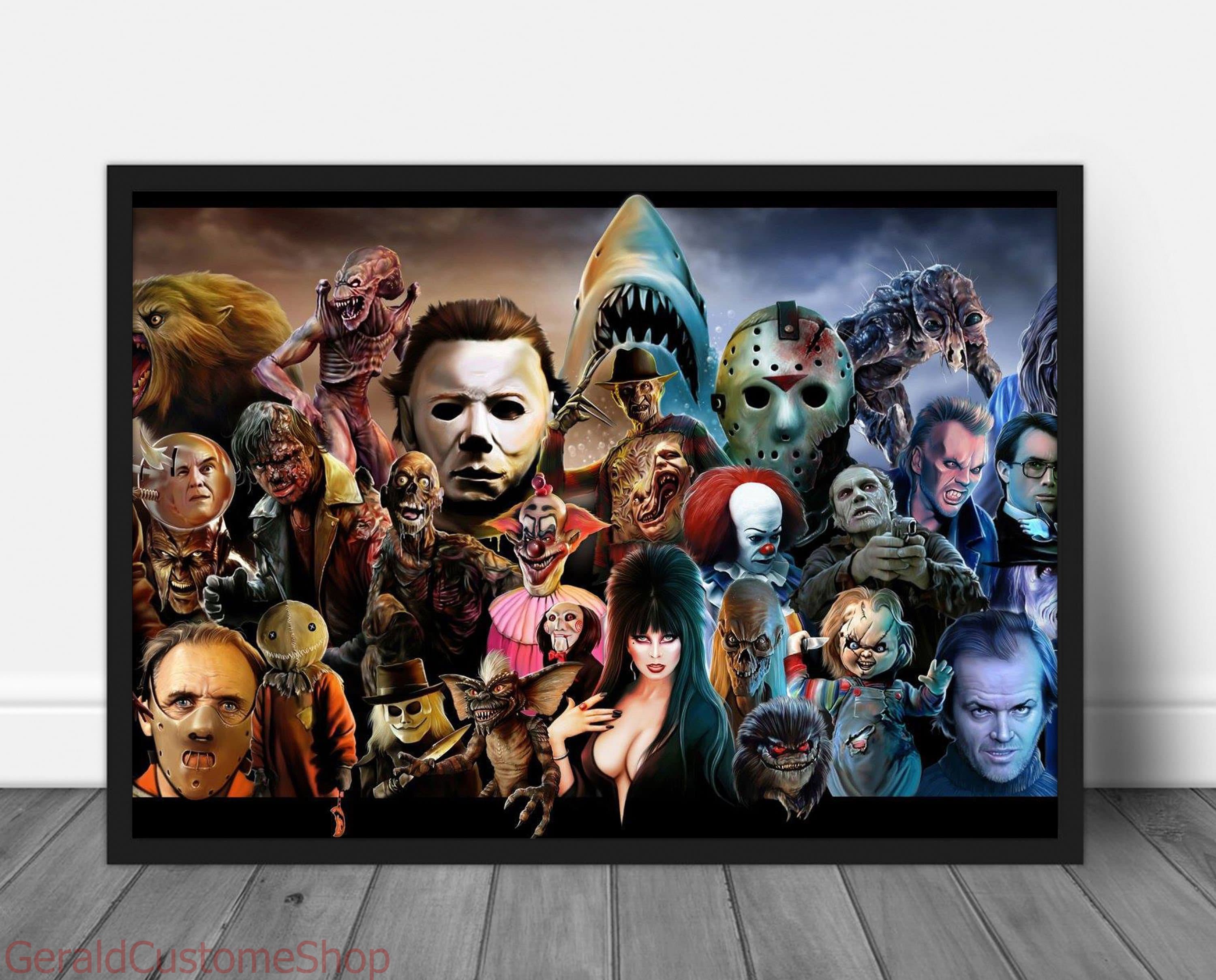 Horror Movie Icon Characters Movie Canvas Poster Wall Art Home Decor ...