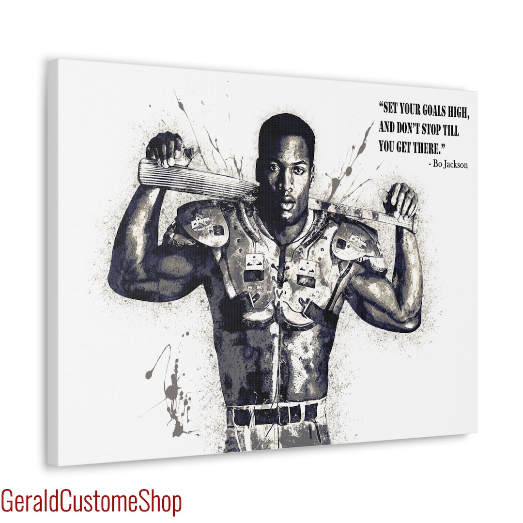 Bo Jackson Quote Abstract Canvas Poster Wall Art Home Decor Framed Gift ...