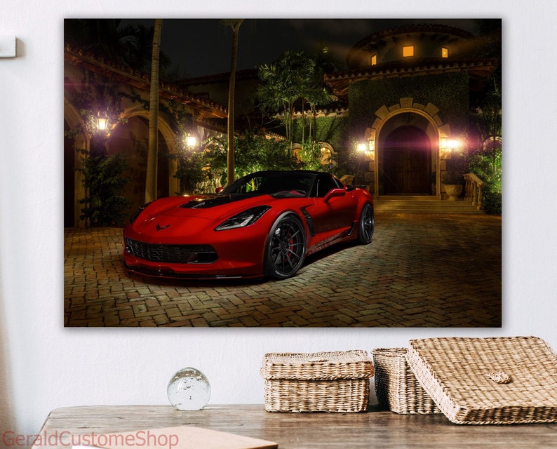 Chevrolet Corvette C7 Z06 Super Car Canvas Poster Wall Art Home Decor ...