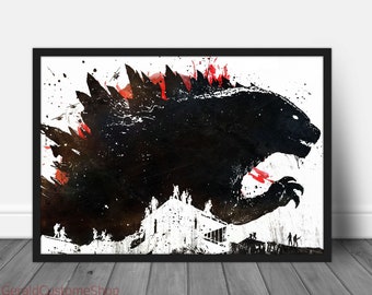 Battle of Godzilla Movie Canvas Poster Wall Art Home Decor Framed Gift ...