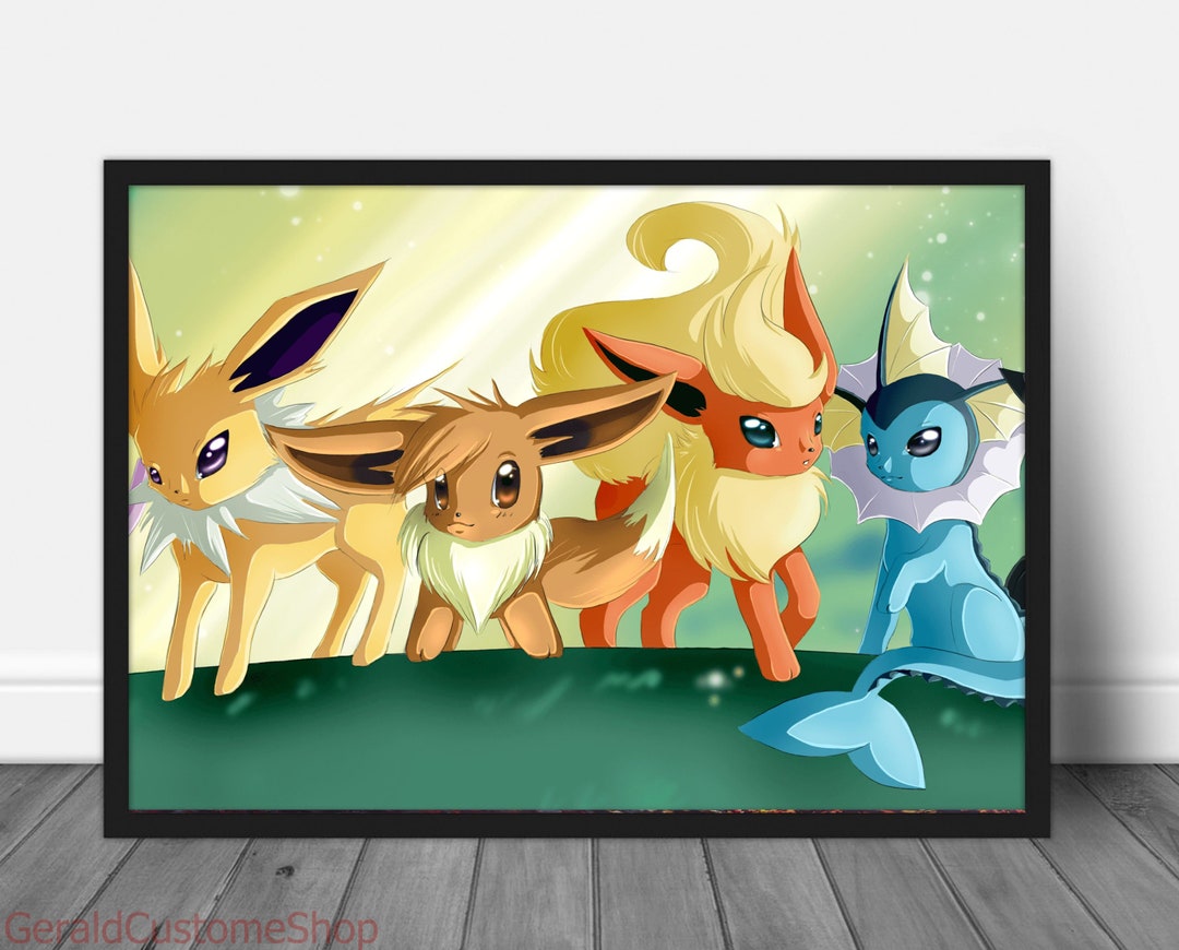 Pokemon Eevee Anime Canvas Poster Wall Art Home Decor Framed - Etsy