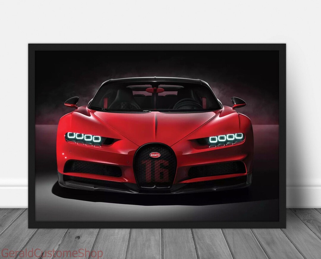 Bugatti Chiron Hypercar Red Car Art Decor Canvas Poster Wall Art Home ...