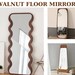 REAL WALNUT Floor Rustic Mirror Full Length Wavy Mirror Long Wood Full ...