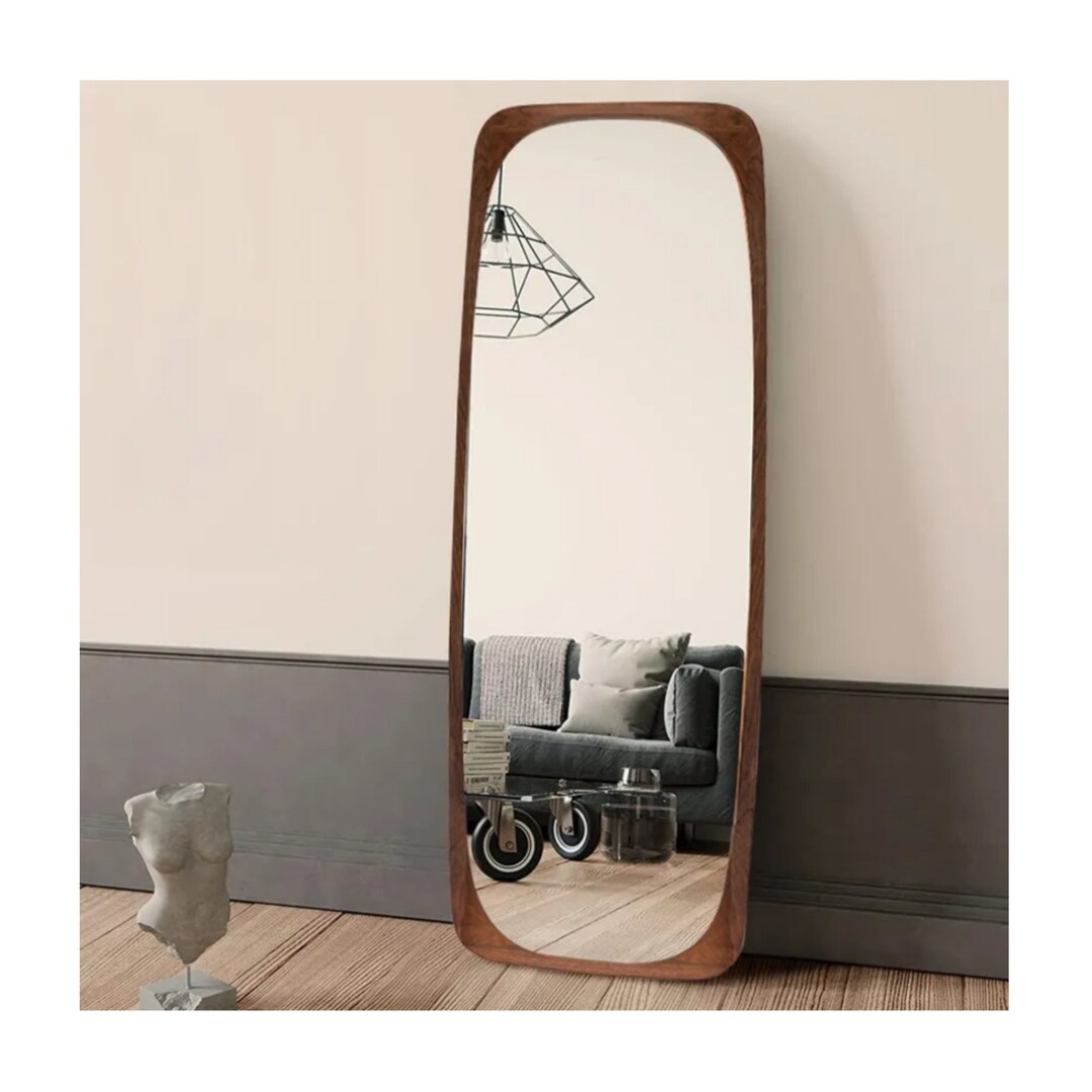 Wood Floor Full Body Mirror Walnut Full Length Large Mirror Floor ...
