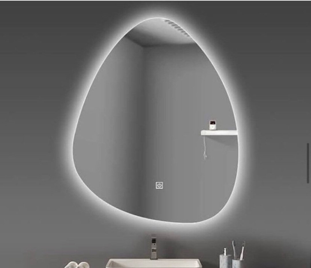 Bathroom Led Assymetrical Mirror Irregular Led Light Mirror Large Led ...