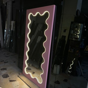Led Lighted Floor Length Mirror Illuminated Squiggle Full Length Mirror ...