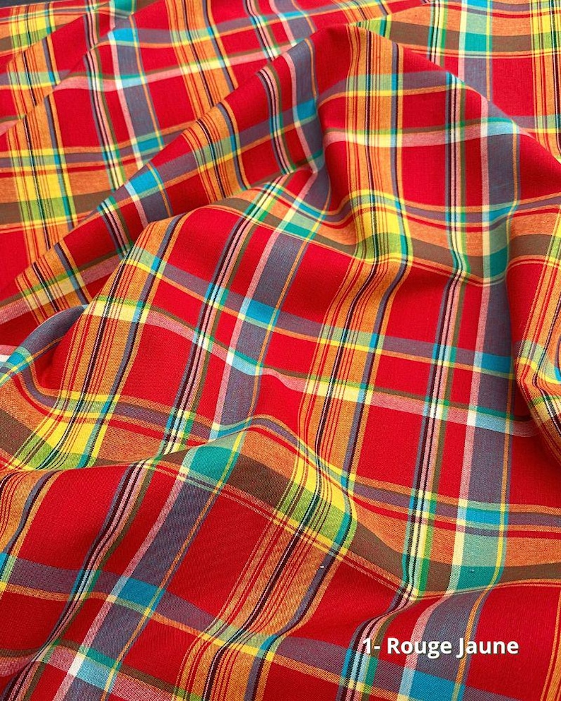 Madras Fabric From the French West Indies (guadeloupe), Red, Yellow ...