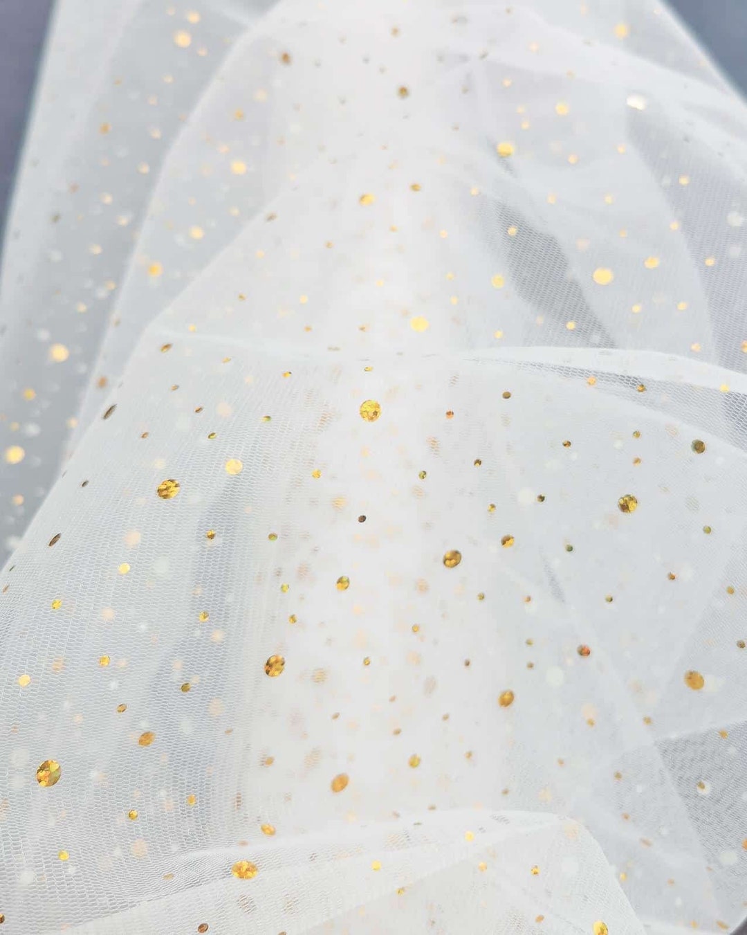 White Tulle Fabric With Gold Glitter Fabric for Party Table Decoration ...