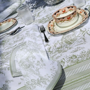 Toile De Jouy Tablecloth Pastoral and Countryside Print Pink Cotton ...
