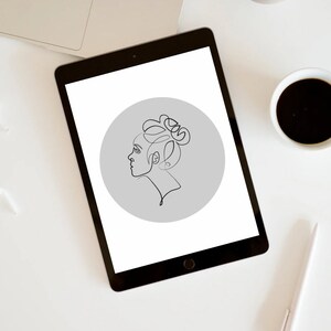 Profile Silhouette Printable Artwork, One Line Art - Silhouette Line ...