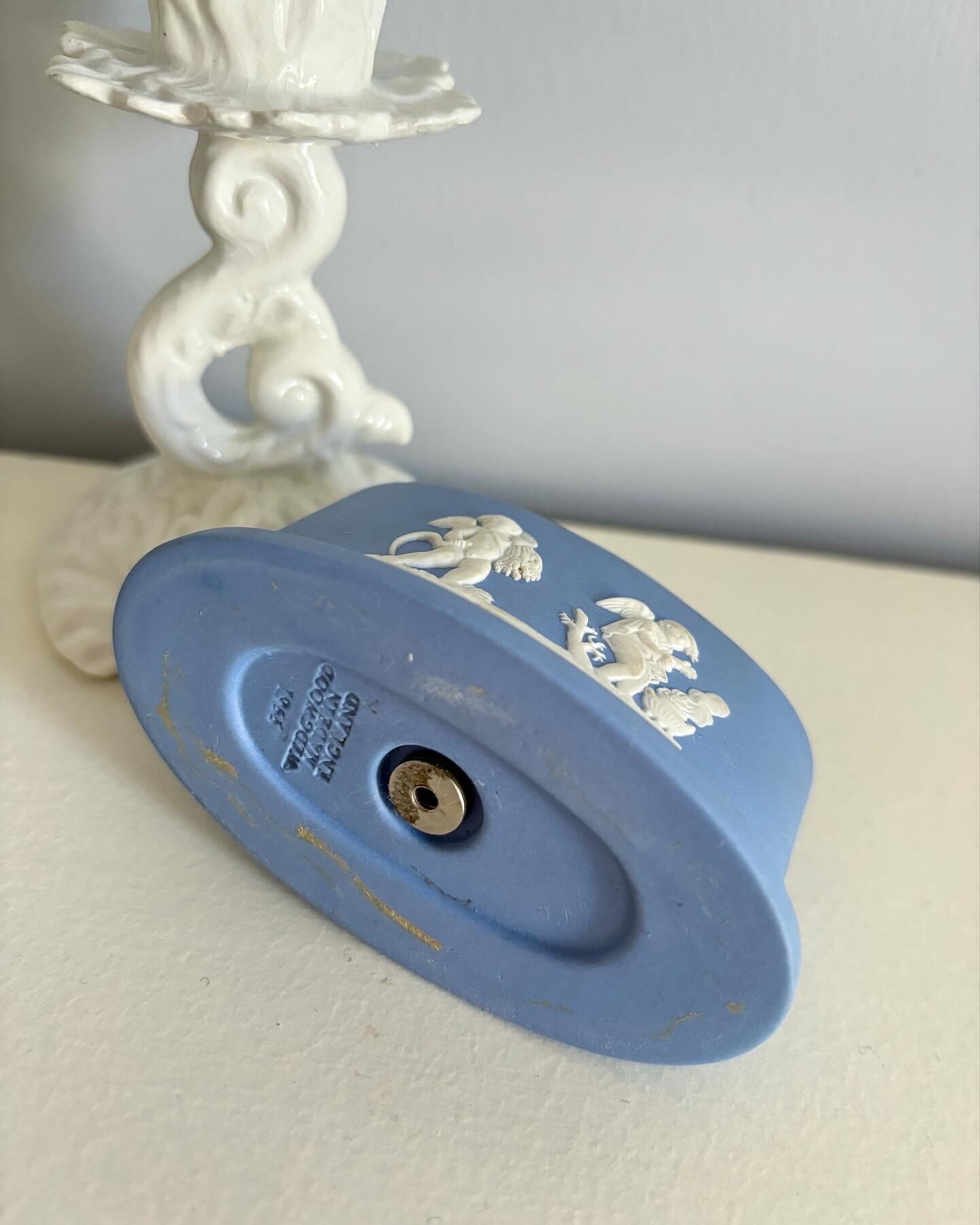 Antique Wedgwood Blue Jasperware Table-top Lighter, Vintage English ...
