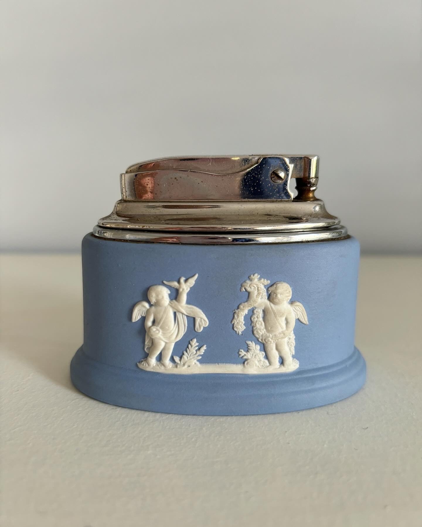 Antique Wedgwood Blue Jasperware Table-top Lighter, Vintage English ...